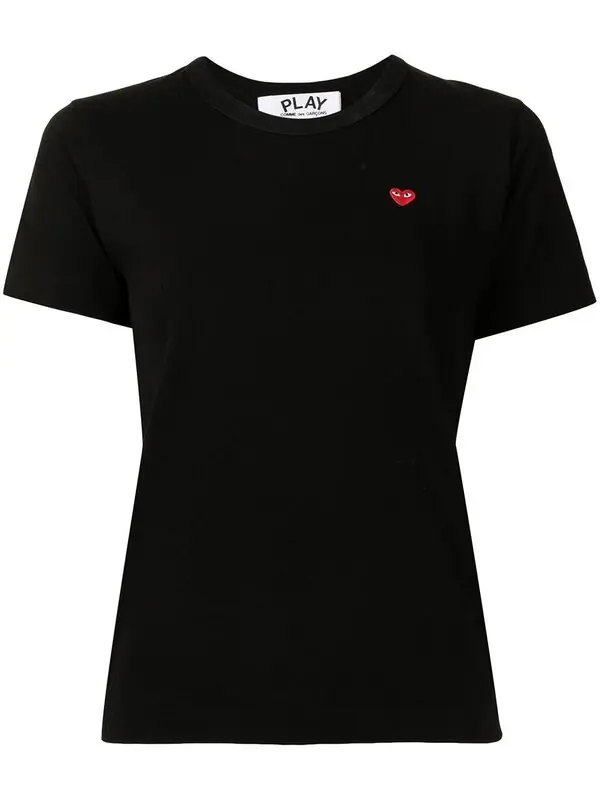 Play Comme Des Garcon Cotton T-shirt With Logo Print - Black
