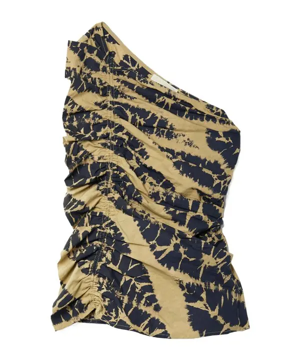 Ulla Johnson One-shoulder Ruched Top With Ruffled Trim