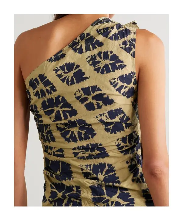 Ulla Johnson One-shoulder Ruched Top With Ruffled Trim