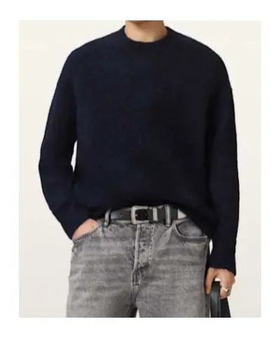ALLSAINTS Coby Oversized Wool Blend Sweater - Dark Blue