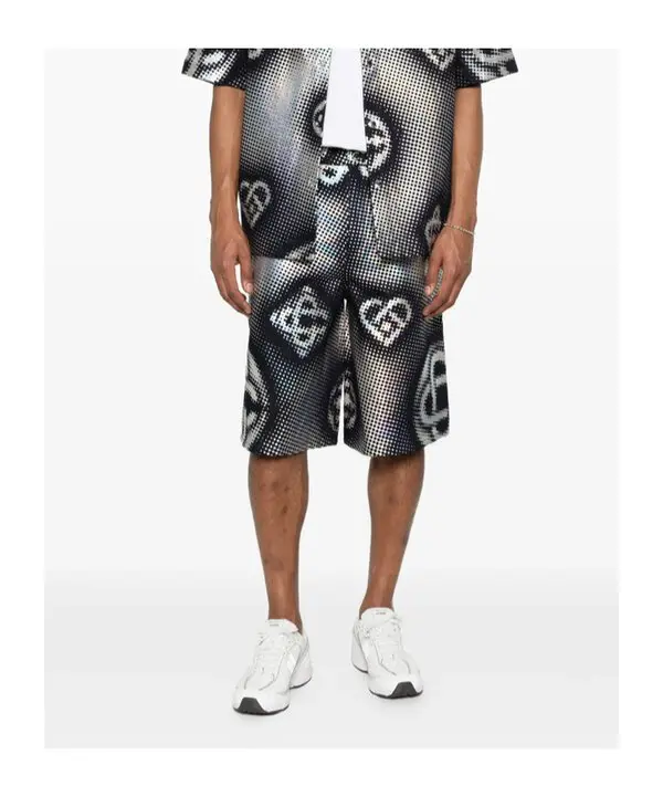 Casablanca Pearlescent Monogram Denim Shorts - Black