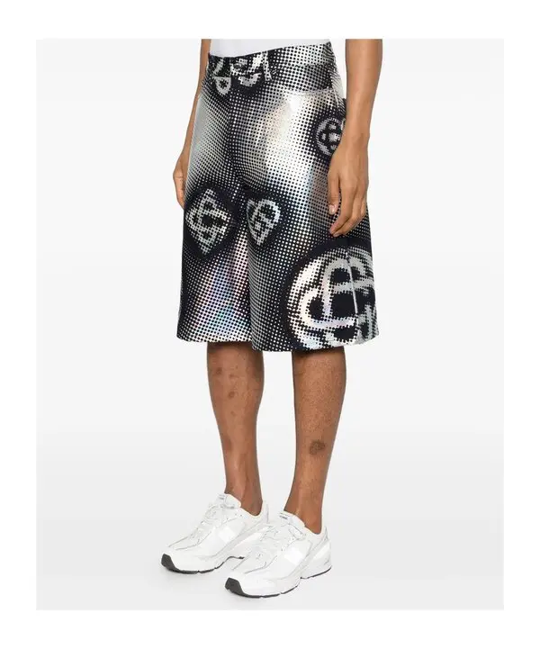 Casablanca Pearlescent Monogram Denim Shorts - Black