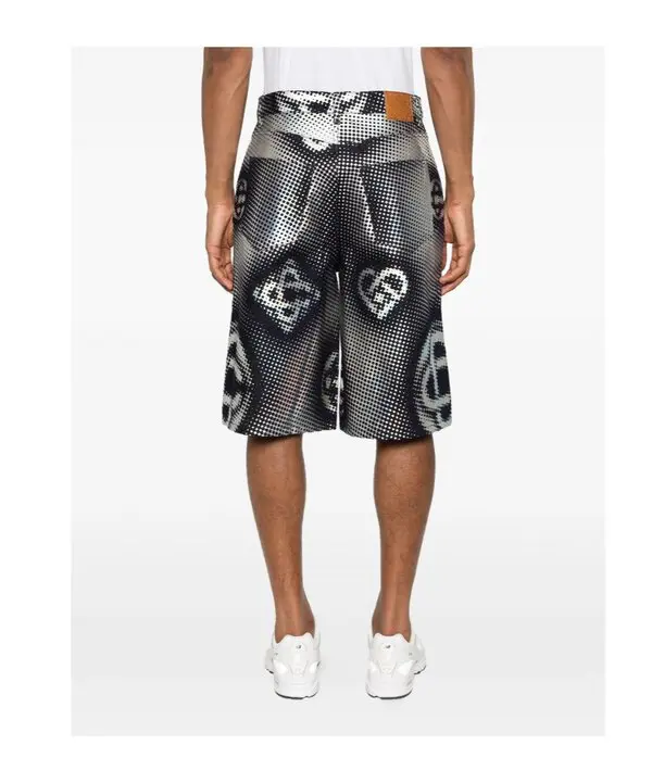 Casablanca Pearlescent Monogram Denim Shorts - Black