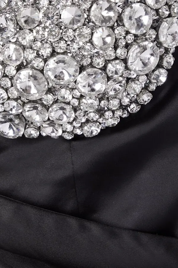 AREA Crystal-embellished Draped Satin Bustier Top