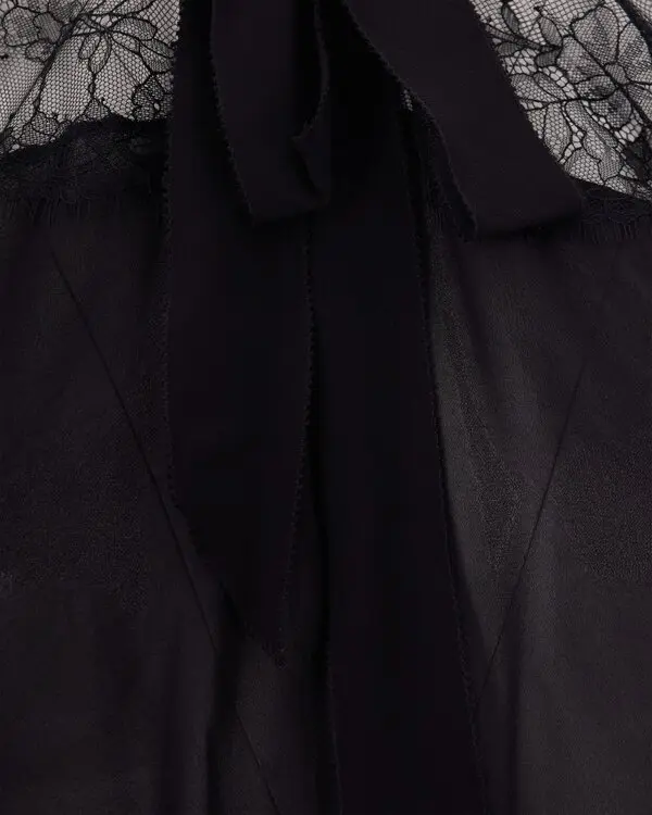 Patrizia Pepe Sheer Lace Panel Long Sleeve Blouse - Black