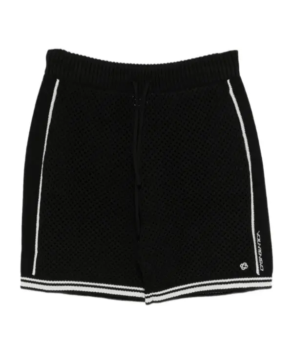 Casablanca Logo Embroidered Mesh Bermuda Shorts - Black