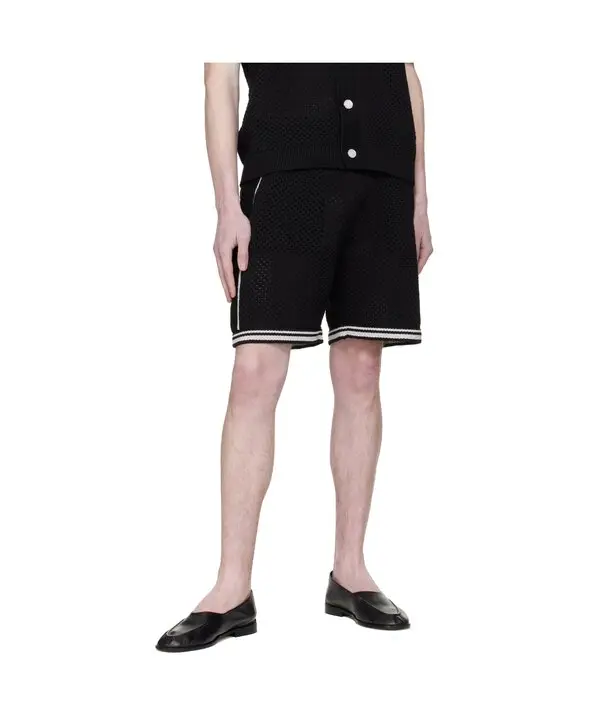 Casablanca Logo Embroidered Mesh Bermuda Shorts - Black