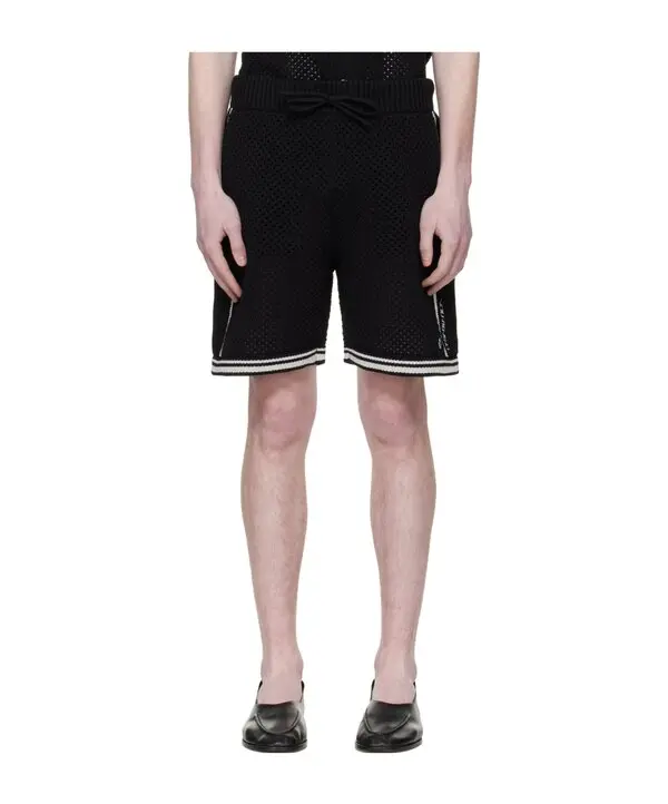 Casablanca Logo Embroidered Mesh Bermuda Shorts - Black
