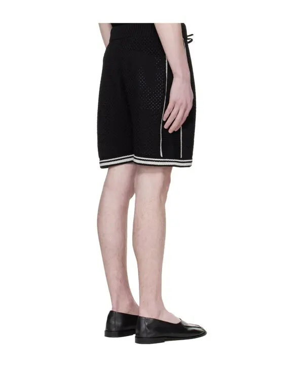 Casablanca Logo Embroidered Mesh Bermuda Shorts - Black