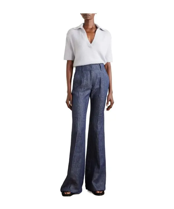 Gabriela Hearst Chambray Flared Pants - Blue