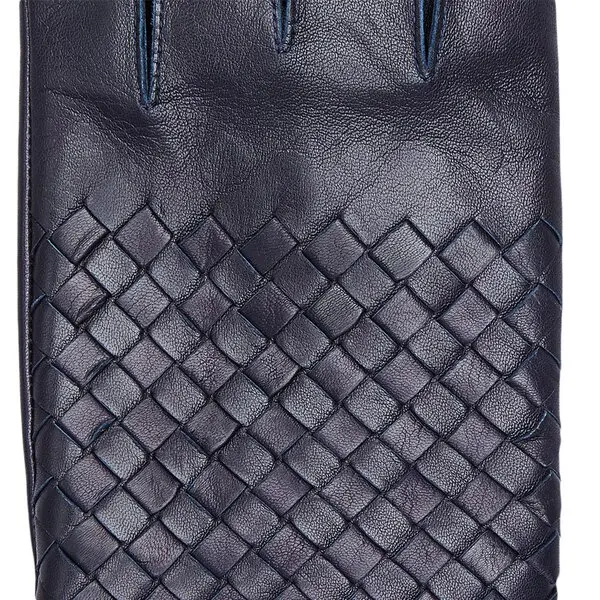 Bottega Veneta Woven Leather Gloves - Blue