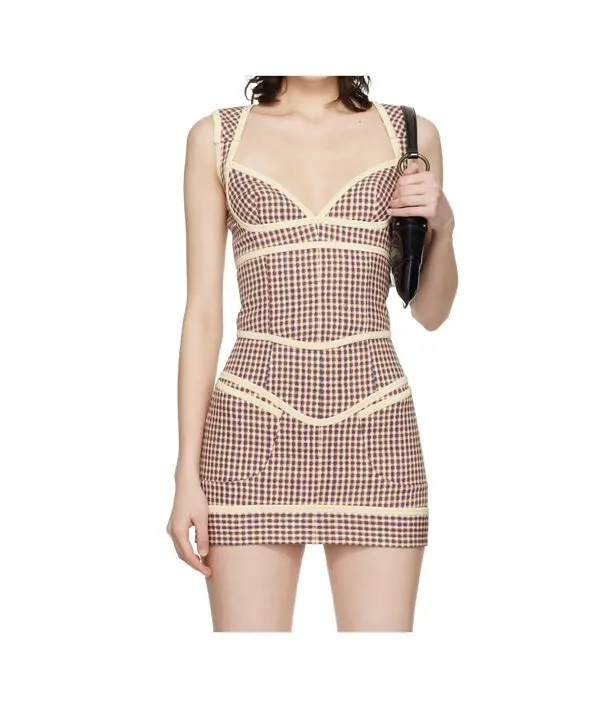 KNWLS Checked Bustier Top