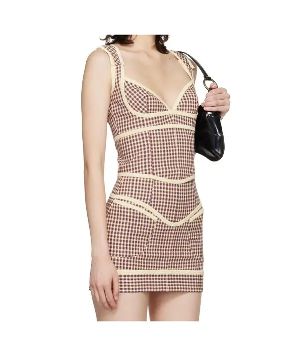 KNWLS Checked Bustier Top