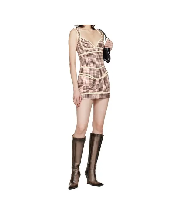 KNWLS Checked Bustier Top