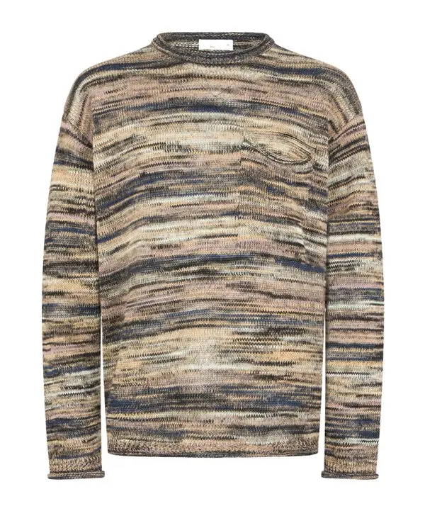 ROBERTO COLLINA Striped Crew Neck Sweater - Nude