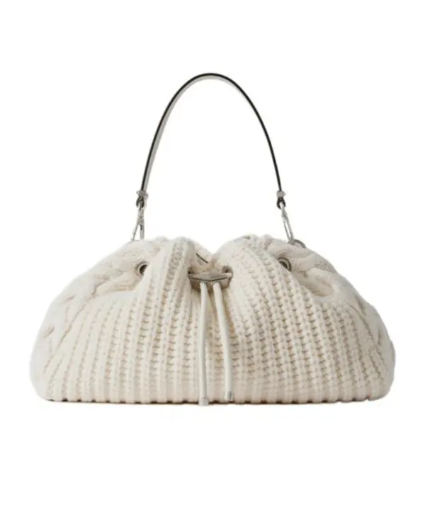 JIMMY CHOO Leather Trimmed Rope Shoulder Bag - Nude