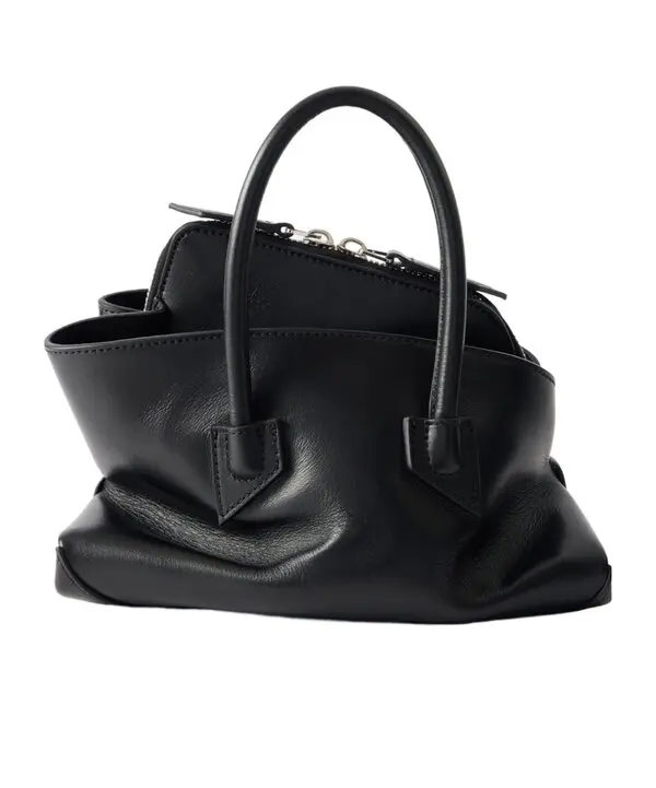 Attico Mini La Passeggiata Embossed-logo Tote Bag - Black