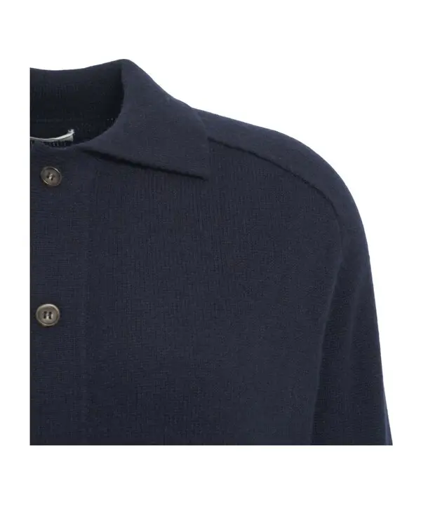 Soft Goat Buttoned Long-sleeve Sweater