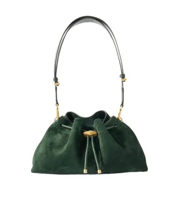 JIMMY CHOO Medium Leather Trimmed Shoulder Bag - Green