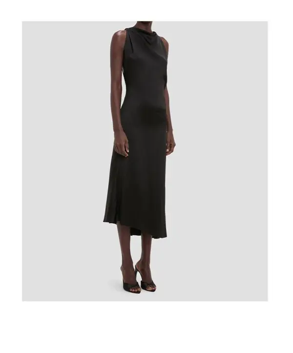 Victoria Beckham Sleeveless Draped Midi Dress - Black