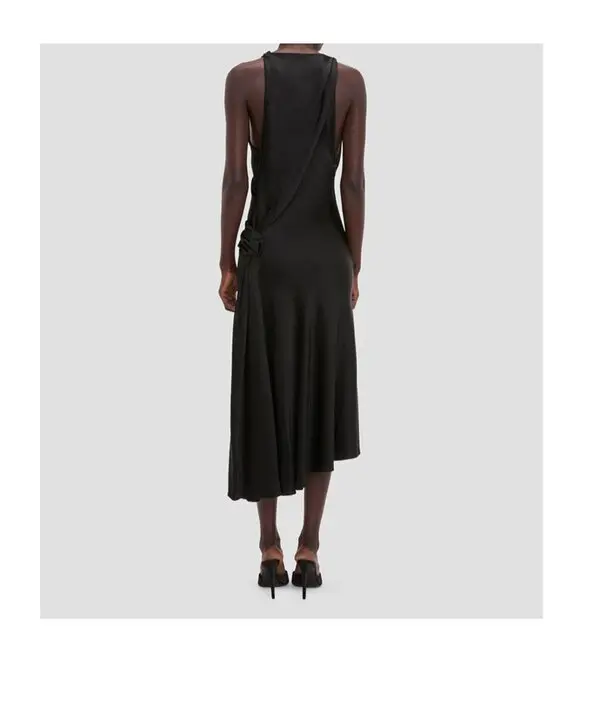 Victoria Beckham Sleeveless Draped Midi Dress - Black