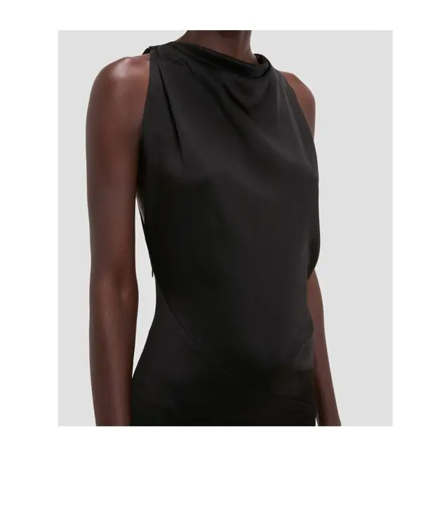 Victoria Beckham Sleeveless Draped Midi Dress - Black