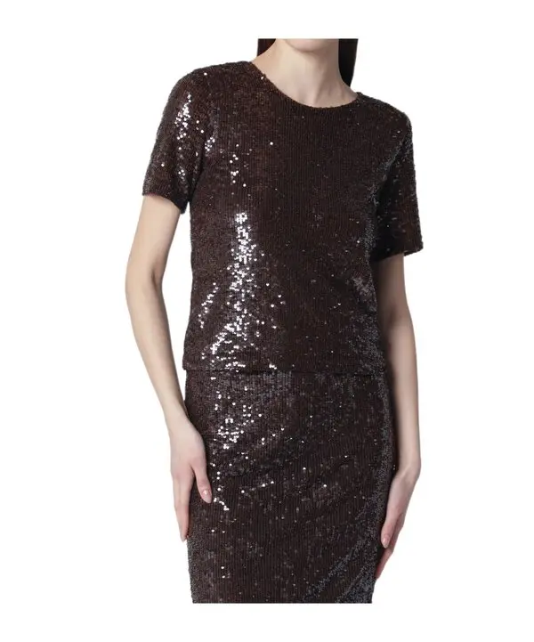 P.a.r.o.s.h Sequin Knit Top With Short Sleeves