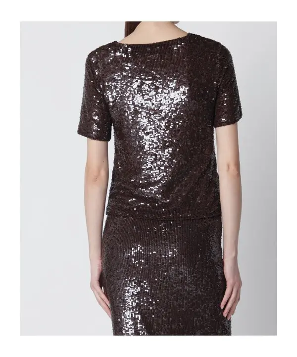 P.a.r.o.s.h Sequin Knit Top With Short Sleeves