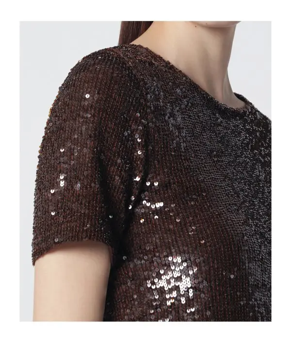 P.a.r.o.s.h Sequin Knit Top With Short Sleeves