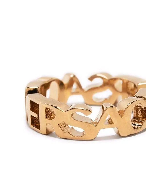 Versace Logo Letter Shiny Ring - Yellow