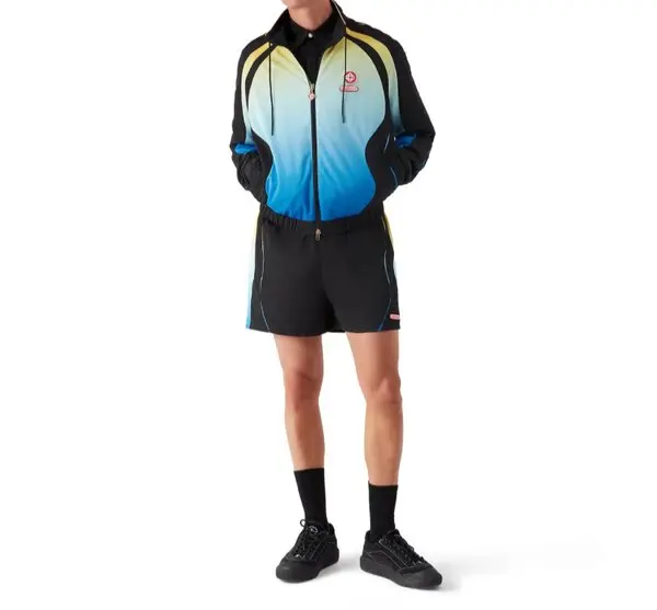 Casablanca Football Windbreaker Shorts With Drawstring Waistband And Zip Pocket
