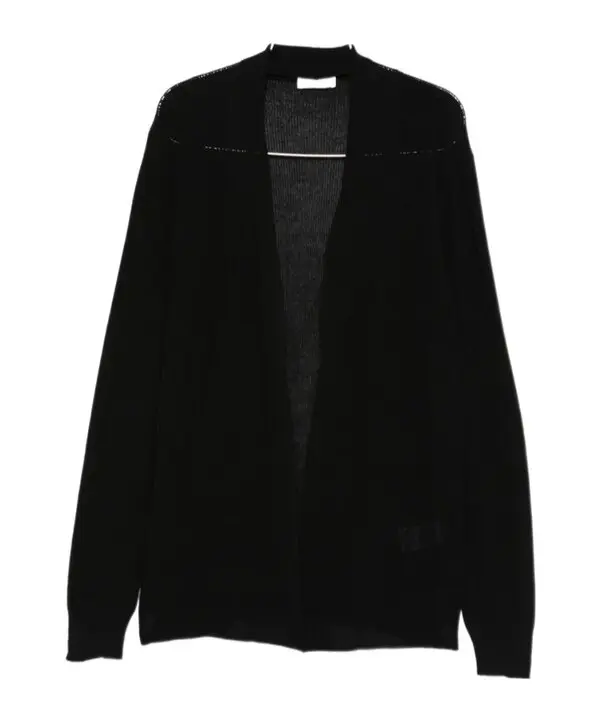 ROBERTO COLLINA Long-sleeved Cardigan With Ribbed Trim - Black