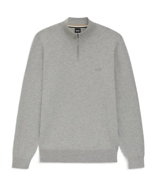Hugo Boss Quarter Zip Knit Sweater - Grey