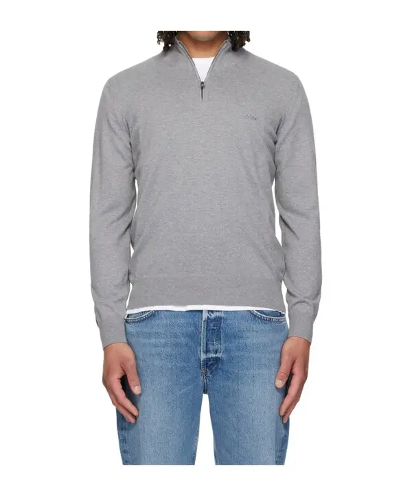 Hugo Boss Quarter Zip Knit Sweater - Grey