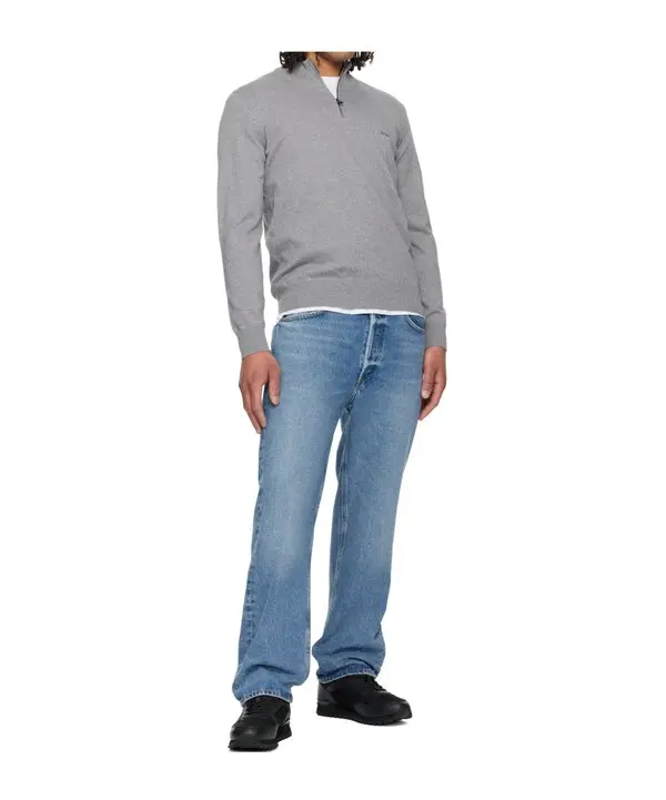 Hugo Boss Quarter Zip Knit Sweater - Grey