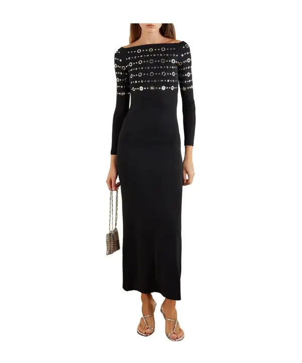 Rabanne Eyelet-embellished Jersey Midi Dress