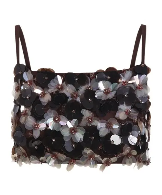 P.a.r.o.s.h Sequin Embellished Cropped Tank Top