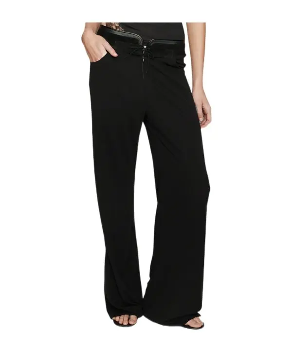 Christopher Esber Yvette Leather Belted Jersey Trousers - Black