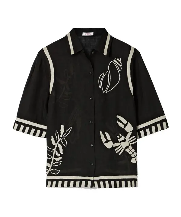 ERES Embroidered Short-sleeve Shirt - Black