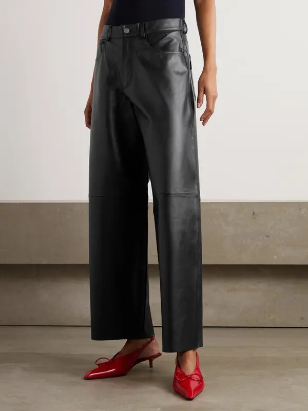 HAIKURE Panelled Leather Wide-leg Trousers