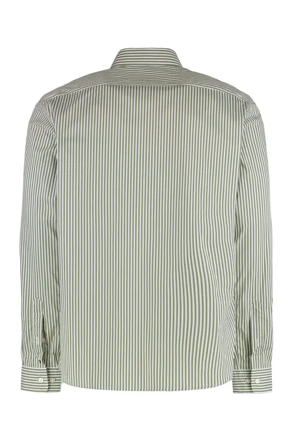 Hugo Boss Pinstriped Curved Hem Shirt - Green