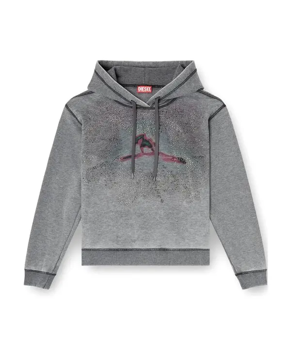 DIESEL® Graphic Hooded Sweater With Rhinestone Embellishments