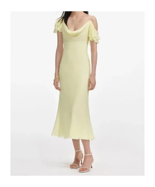 SELF-PORTRAIT Georgette Frill Midi Dress