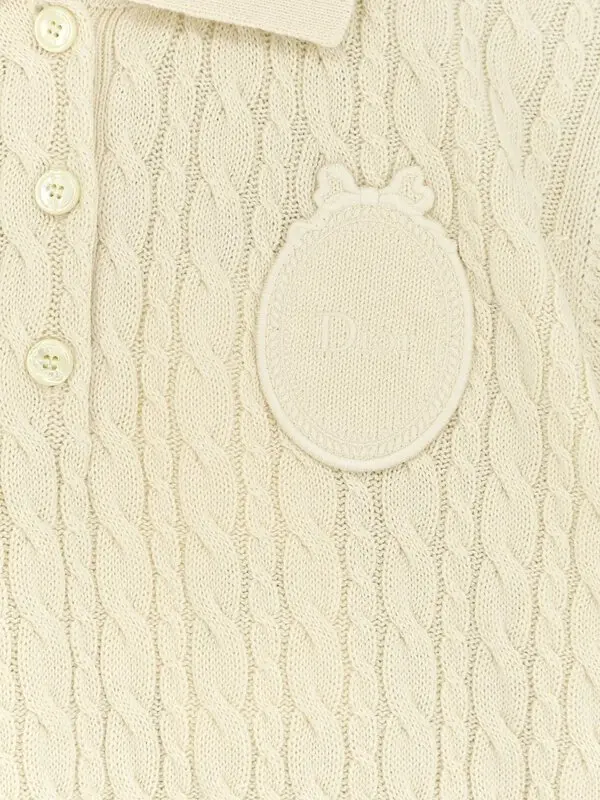 Dior Short Sleeve Polo Sweater - Nude