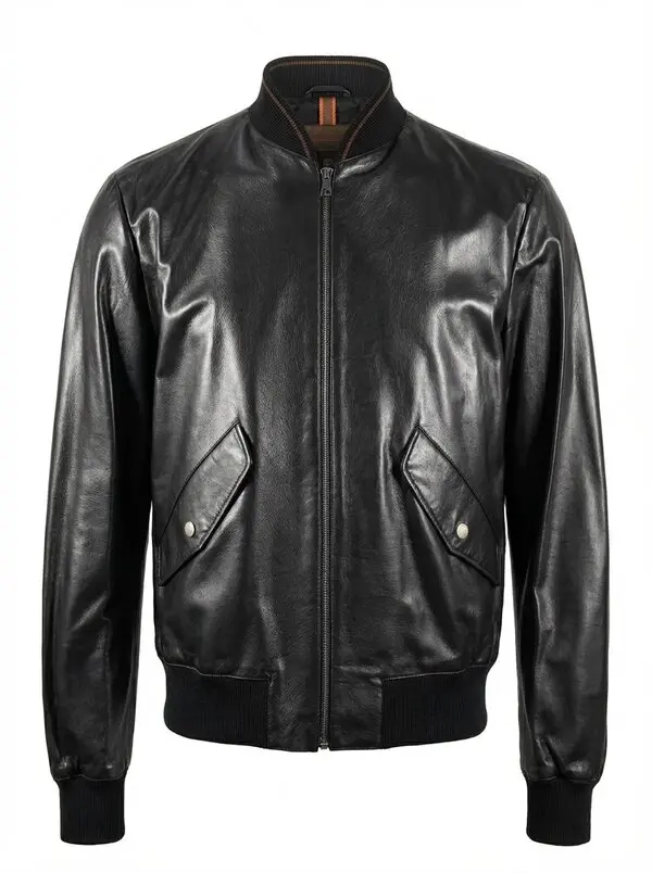 Gucci Leather Bomber Jacket - Black
