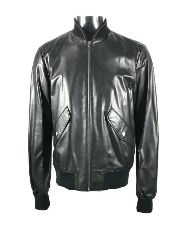 Gucci Leather Bomber Jacket - Black