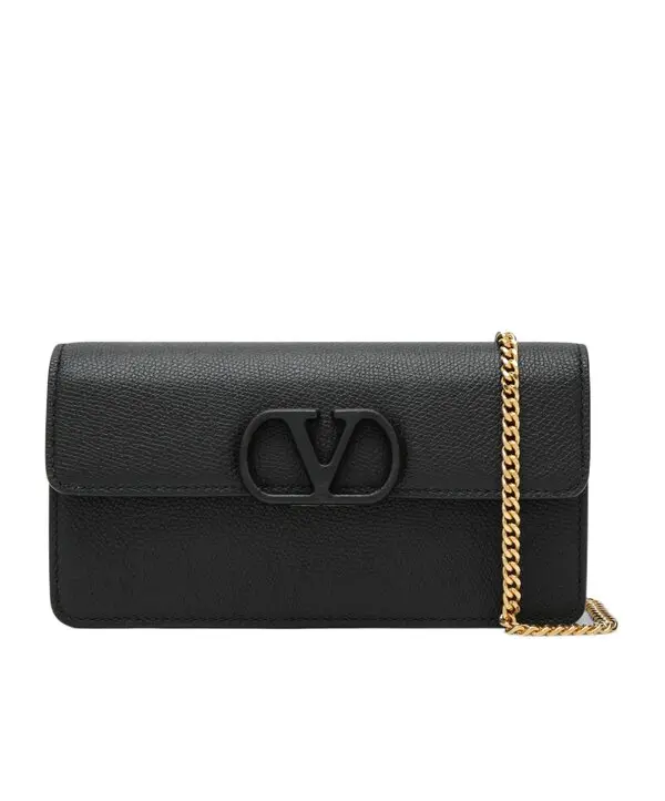 Valentino Garavani Vlogo Signature Foldover Top Shoulder Bag - Black