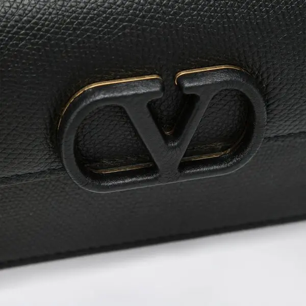 Valentino Garavani Vlogo Signature Foldover Top Shoulder Bag - Black