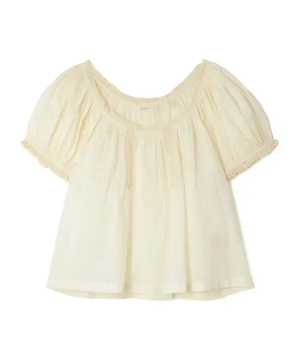 DÔEN Frederica Lace-trimmed Puff Sleeve Shirt - Nude