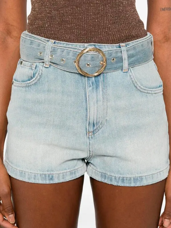 TWINSET Belted Denim Shorts